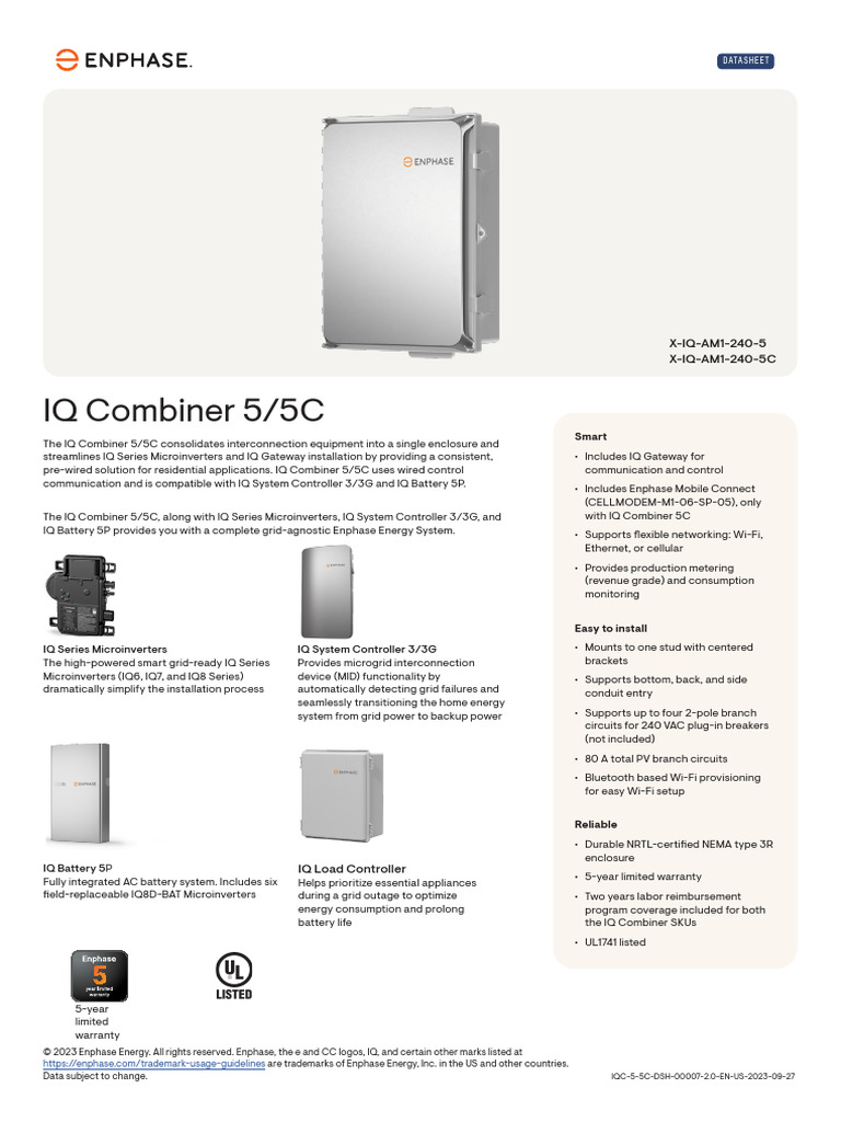 SPEC SHEET IQ-Combiner-5-5C-DSH-00007-1.0-EN-US-2023-05-16 - 0 | PDF ...