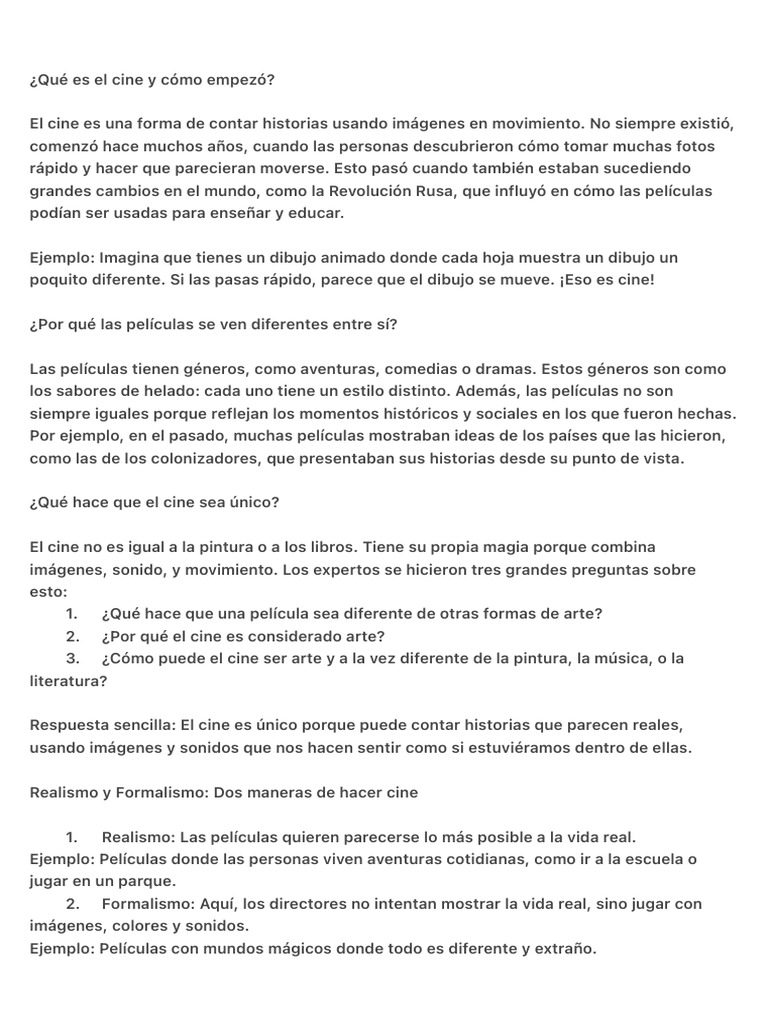 ¿Qué Es El Cine y Cómo Empezó | PDF
