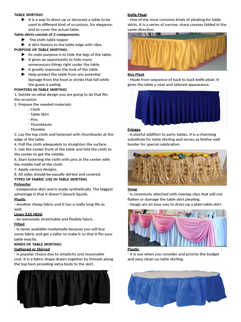 Week 15 16 Table Skirting | PDF | Skirt | Textiles