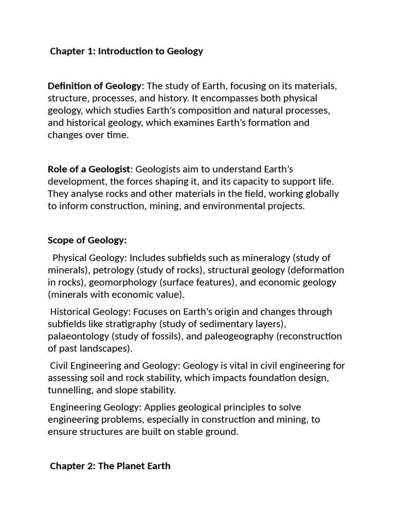 Summary of Geology Notes | PDF | Plate Tectonics | Geology