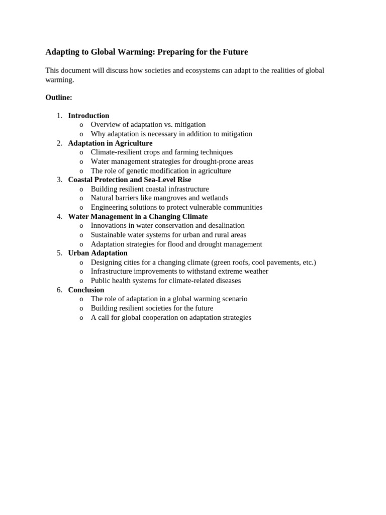 Adapting To Global Warming | PDF