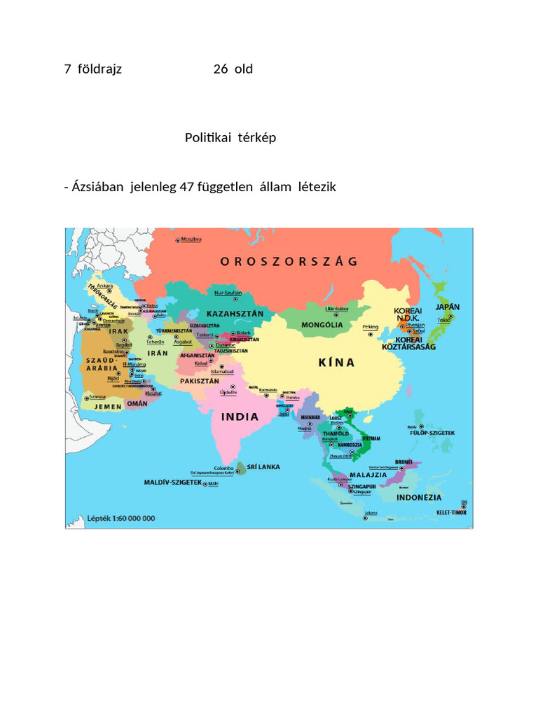 7 Földrajz - Ázsia - Politikai Térkép | PDF