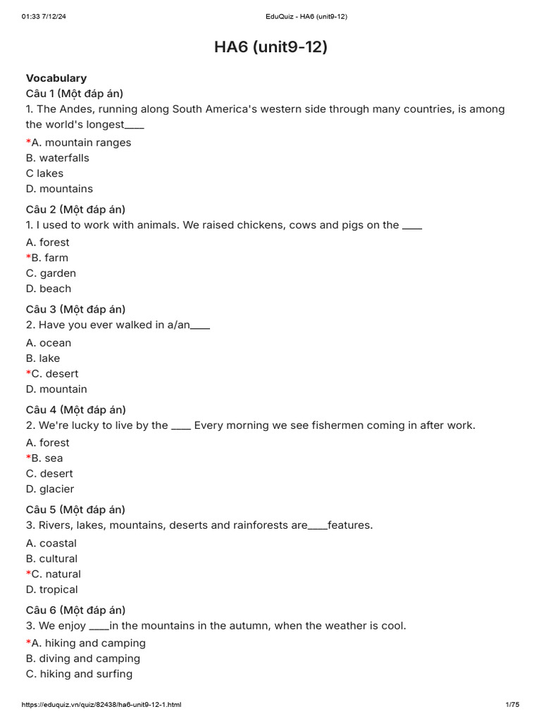 HA6 (Unit9-12) | PDF | Amazon Rainforest