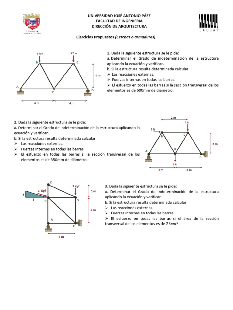 Ejercicios propuestos | PDF | Braguero | Ingeniería estructural