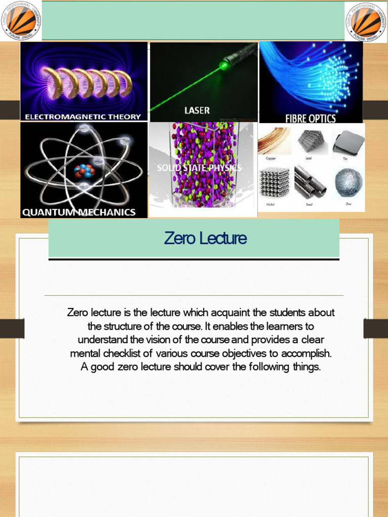 Zero Lecture_PHY110 (1) | PDF | Laser | Light