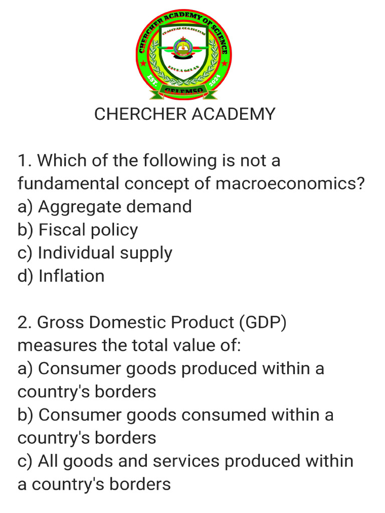 Economics 80 Multiple Choice Questions From Fundamental Concepts | PDF