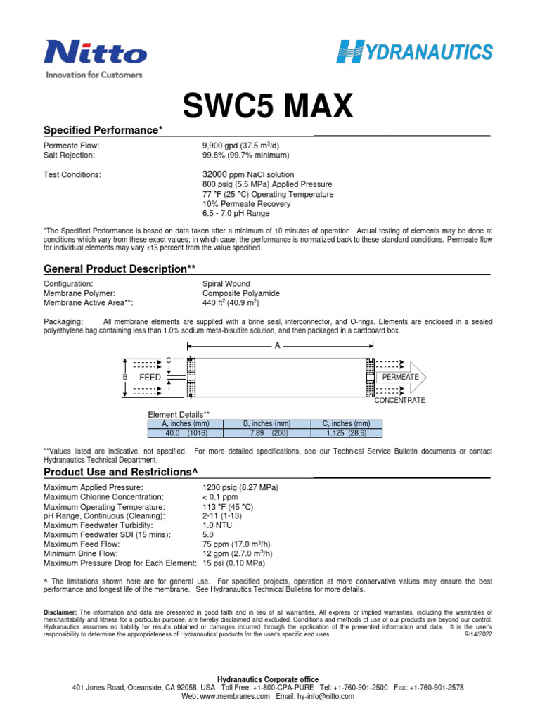 SWC5-MAX | PDF | Sodium Chloride | Membrane