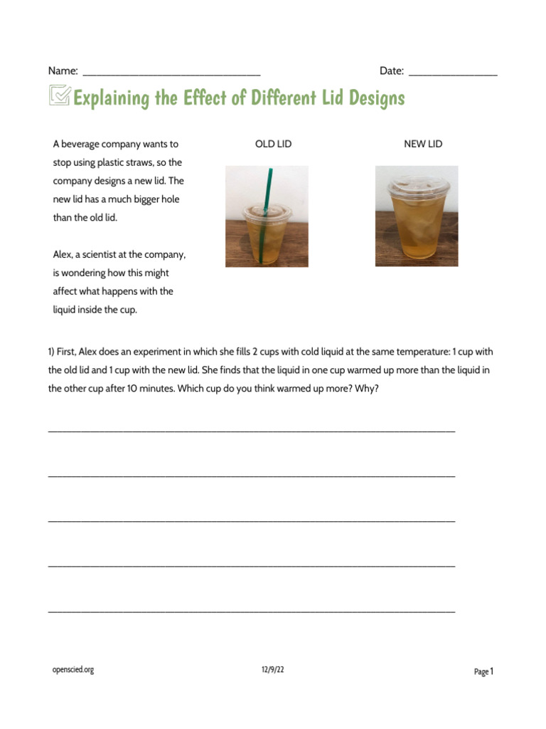 Impact of Lid Design on Liquid Behavior | PDF | Experiment | Temperature