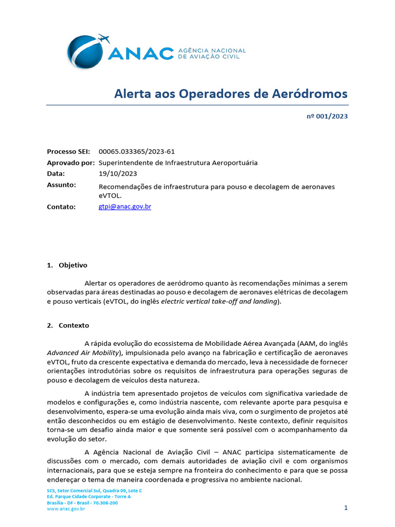 ALERTA n001 - 2023 - Infraestrutura para Pouso e Decolagem de Aeronaves ...