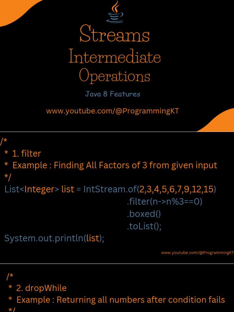 Java 8 Streams Intermediate Operations 1704060422 | PDF | Computer Engineering | Software ...