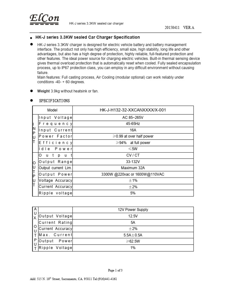 elcon_3300_manual | PDF | Power Supply | Battery Charger