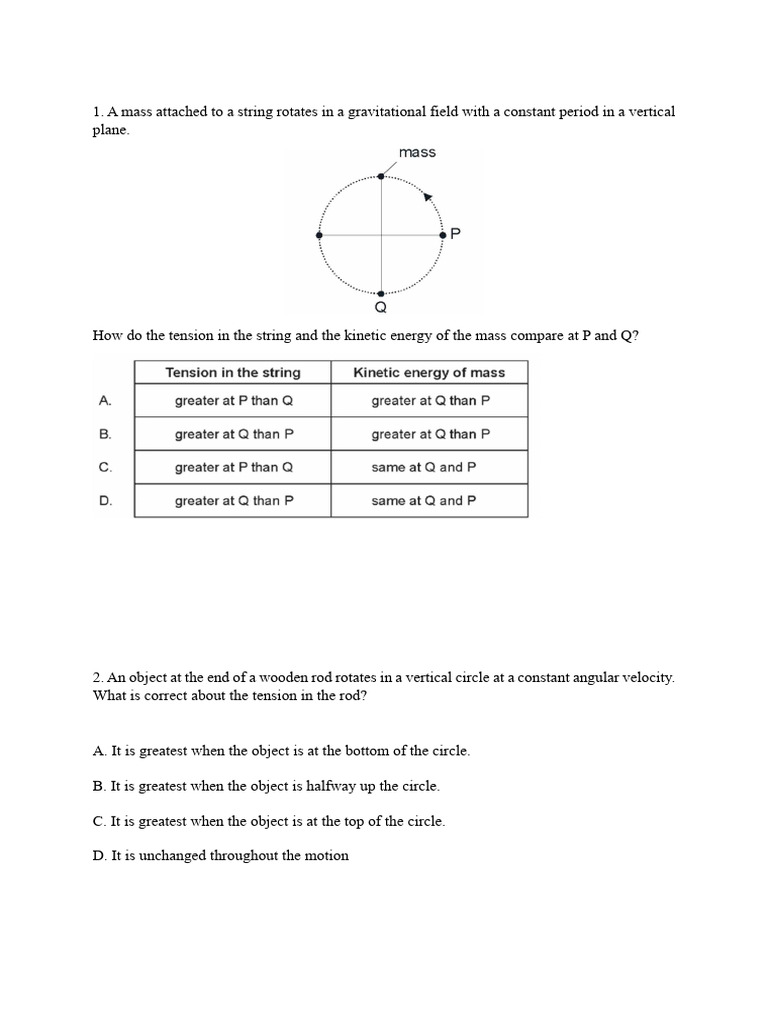 IB Circular Motion Paper1 | PDF | Force | Rotation
