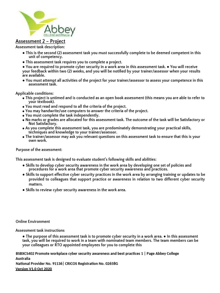 BSBXCS402 Assessment Task 2 | PDF | Computer Security | Security
