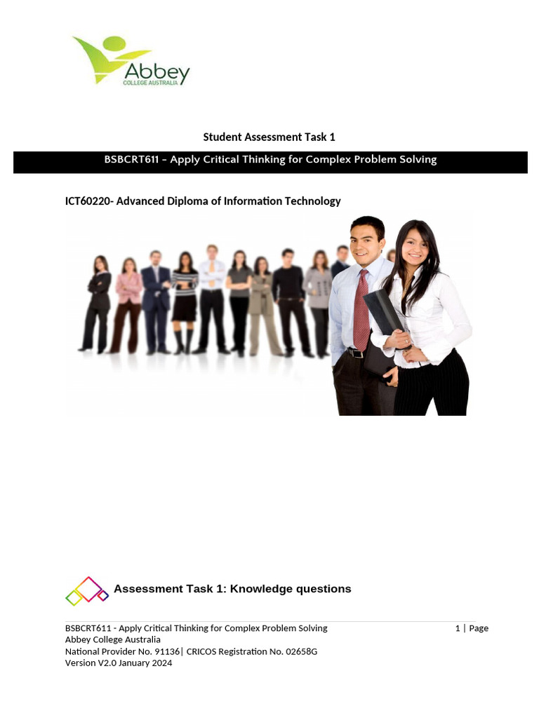 BSBCRT611 Student Assessment Task 1 | PDF | Risk | Regulatory Compliance