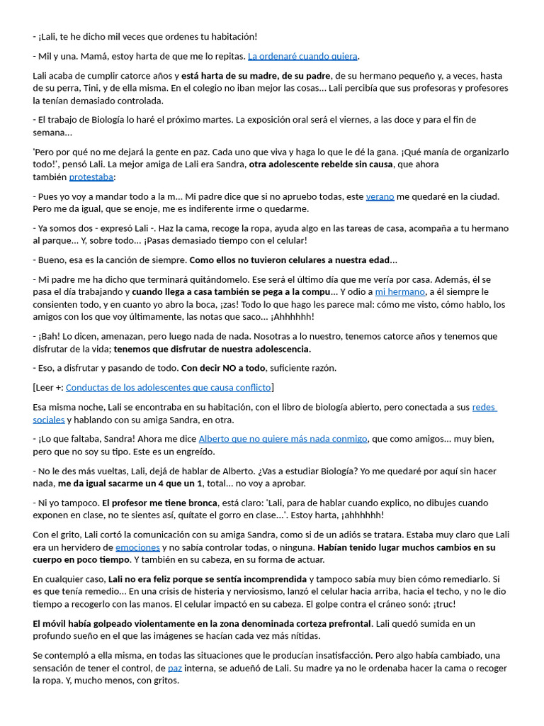 Un Cuento Para Adolescentes Para Reflexionar Sobre Sus Actos Y