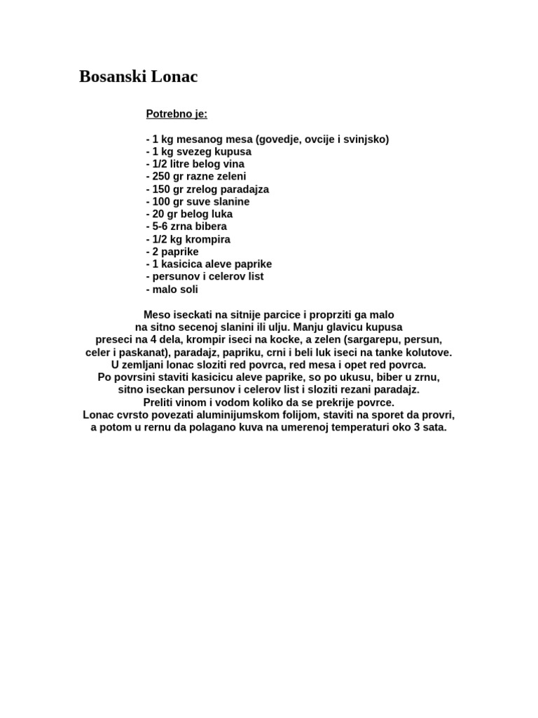 Bosanski Lonac | PDF