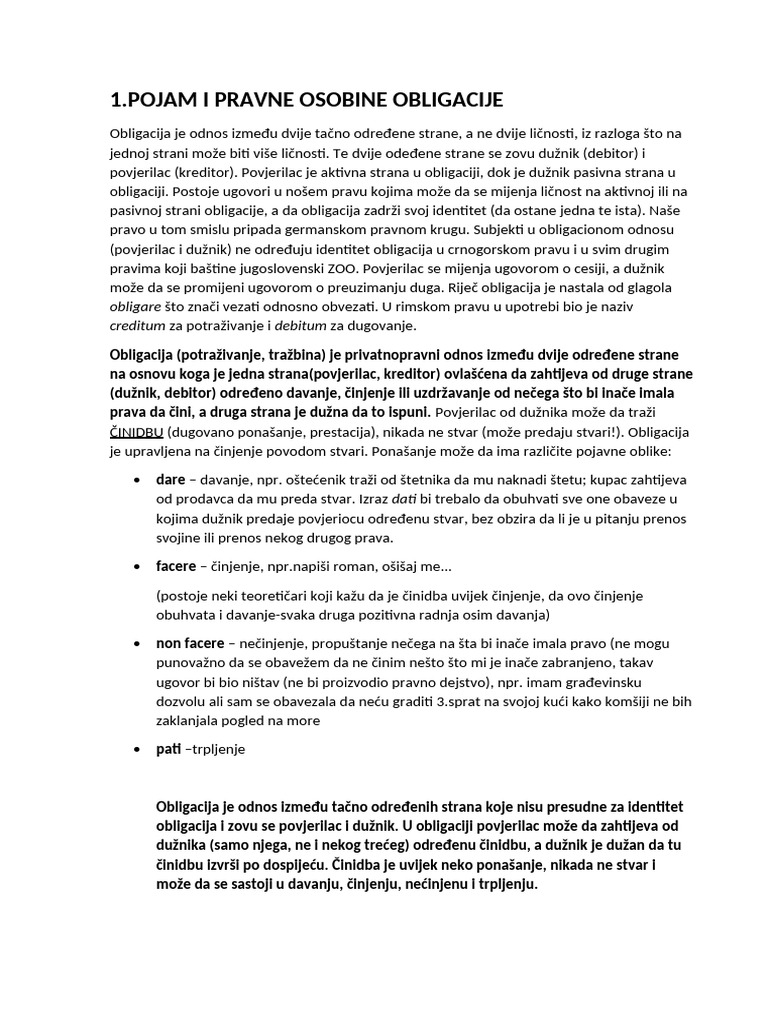 Obligaciono Pravo I - Skripta(3) | PDF