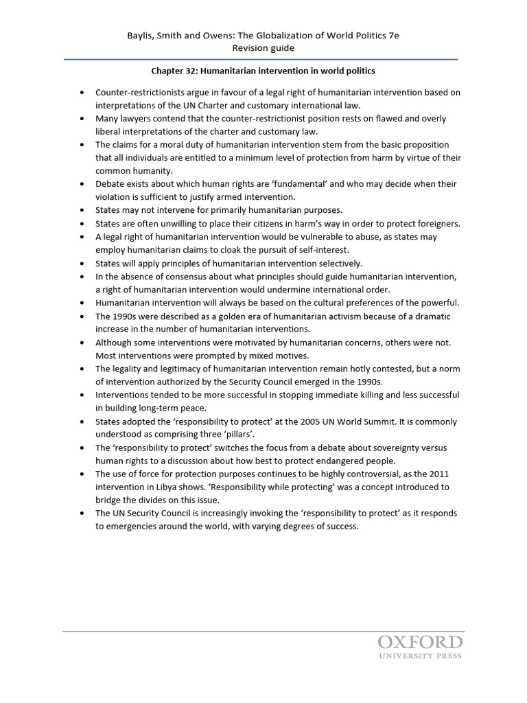 Humanitarian Intervention in World Politics | PDF | Responsibility To ...