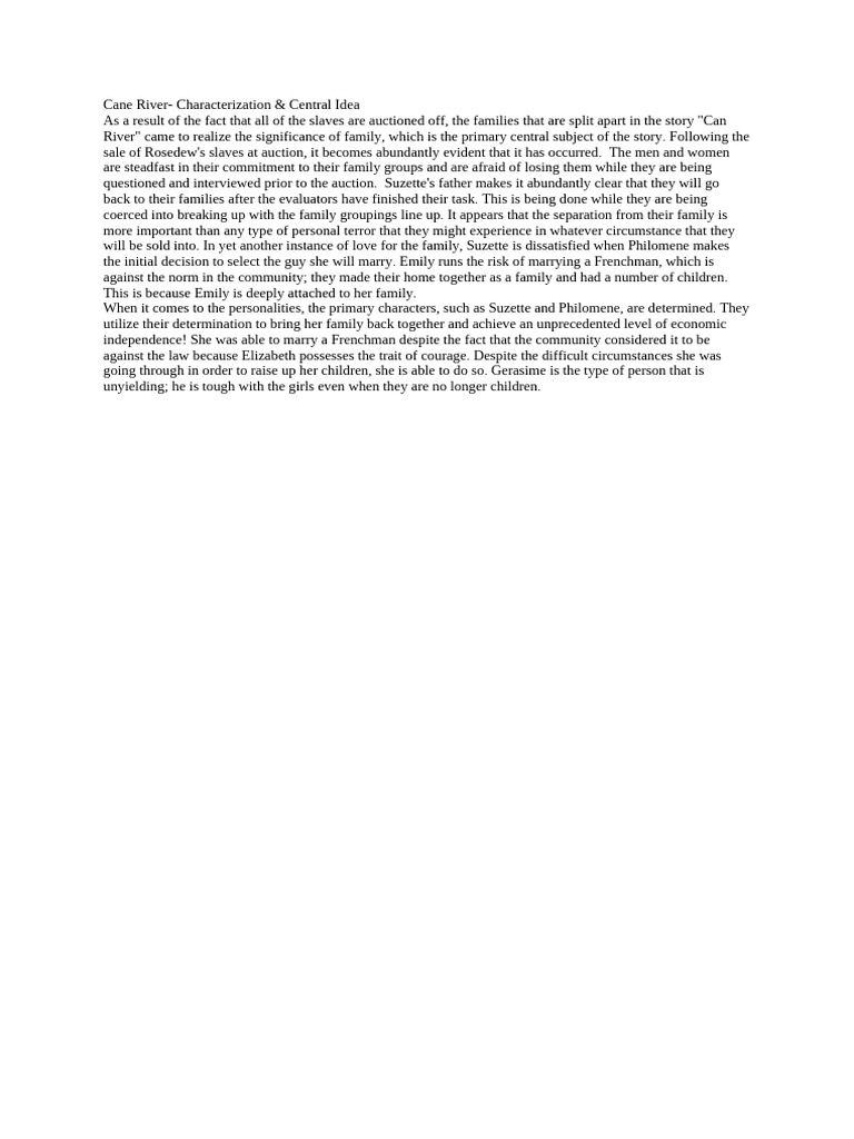 Cane River: Family & Character Analysis | PDF