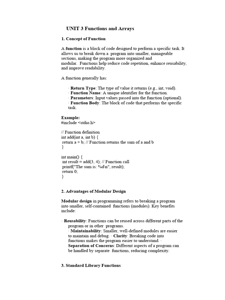 C Unit 3 Notes Pdf Parameter Computer Programming Variable Computer Science