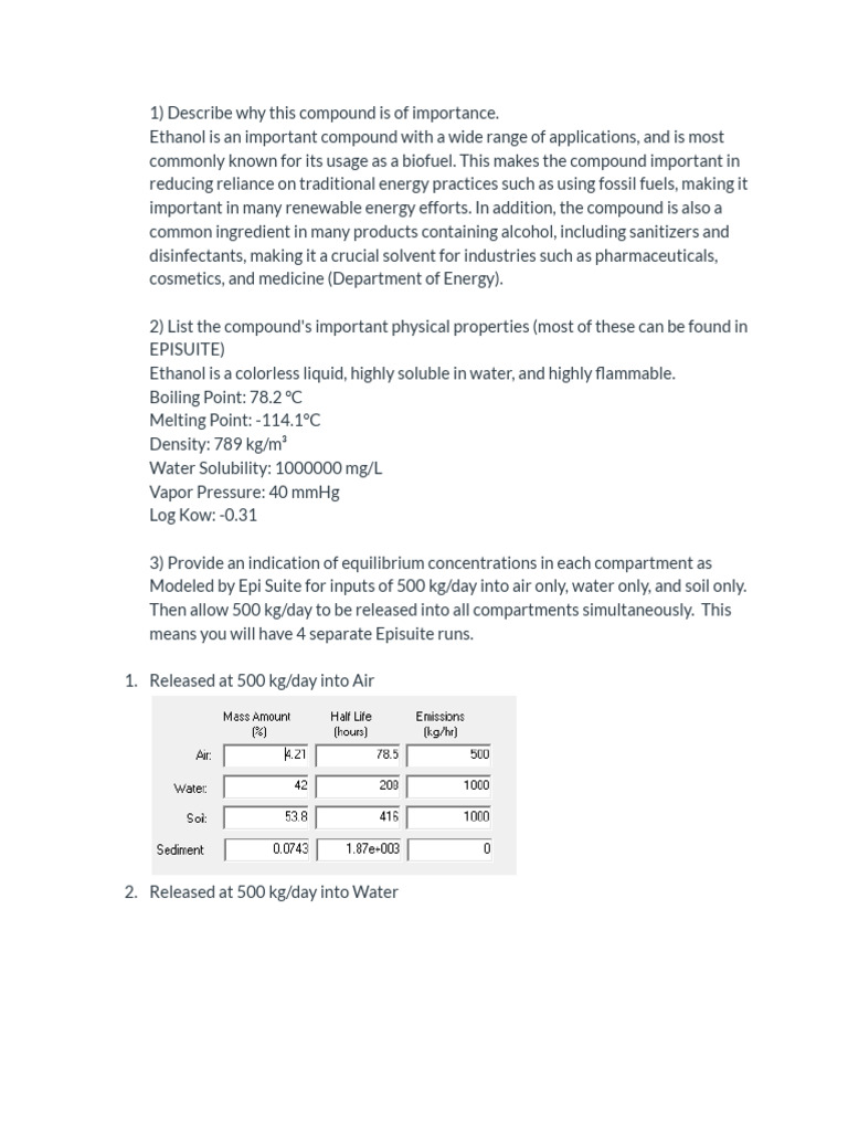 Fugacity Model Using EPISUITE | PDF | Solubility | Water