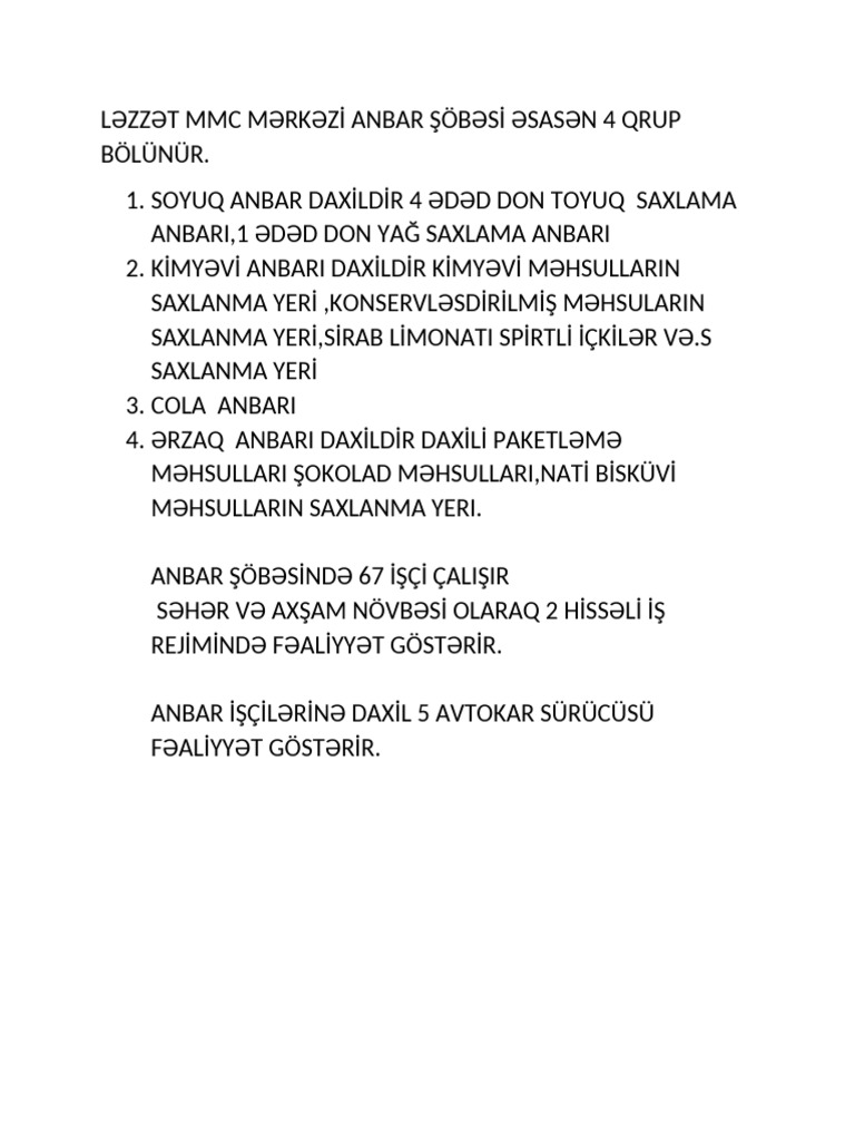 Mərkəzi̇ Anbar Şöbəsi̇ | PDF
