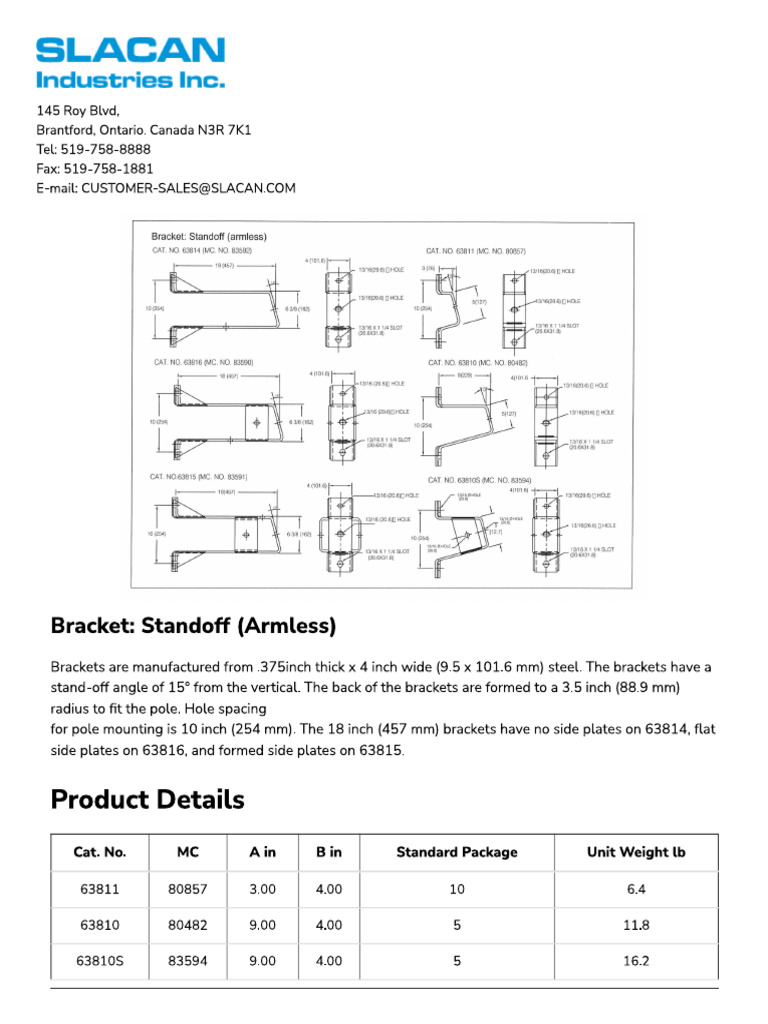 Slacan-Bracket - Standoff (Armless) - 63810-MC80482 | PDF