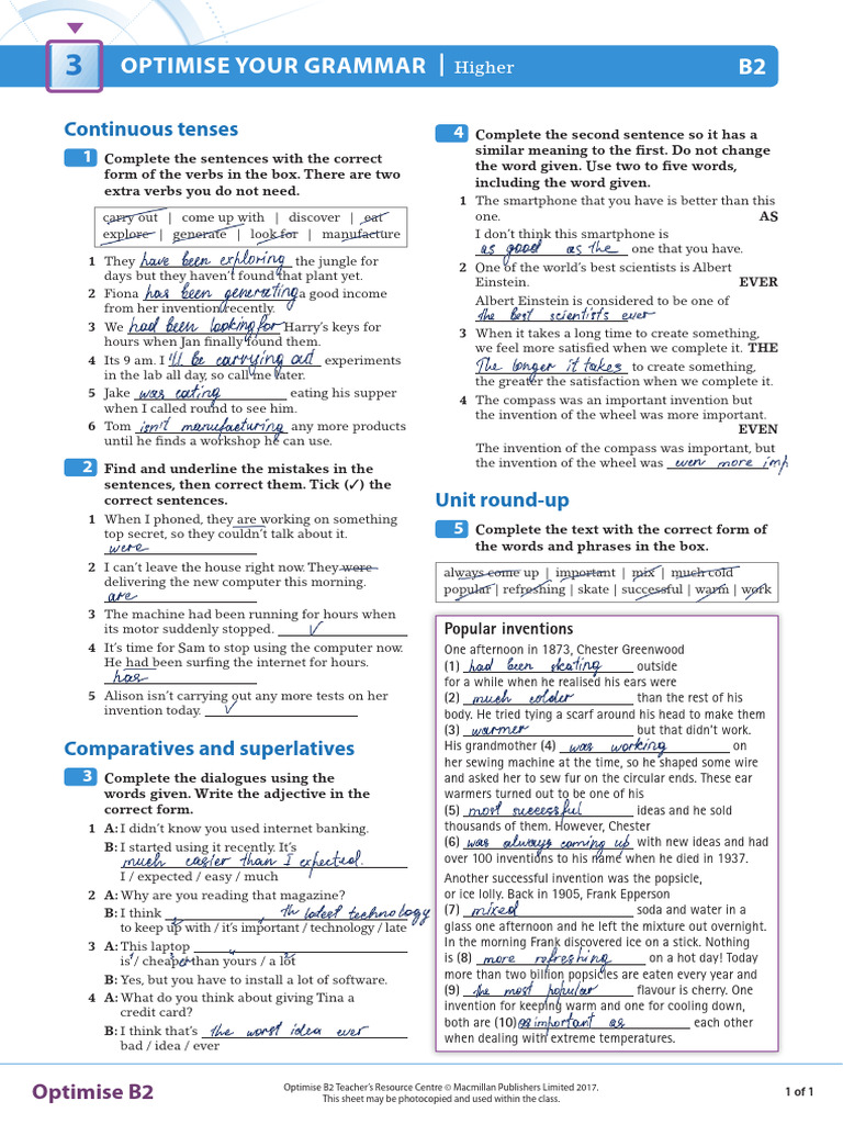 B2 Grammar and Vocabulary Exercises | PDF | Grammar | Linguistics