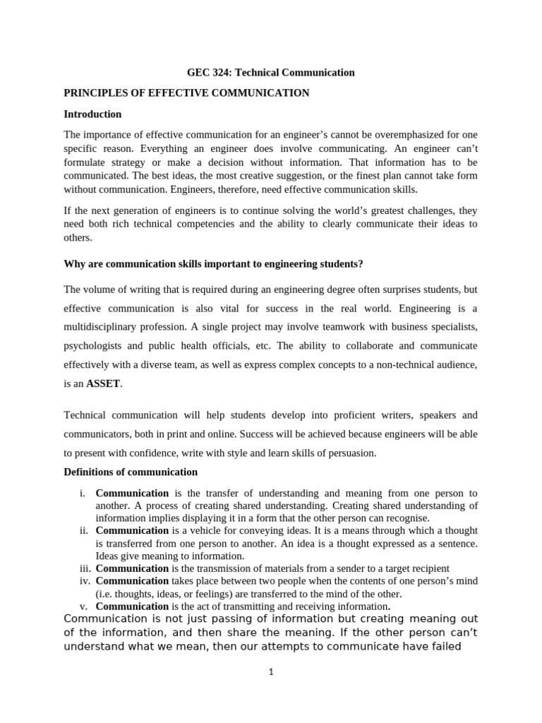 GEC 324 Part 1 | PDF | Communication | Code