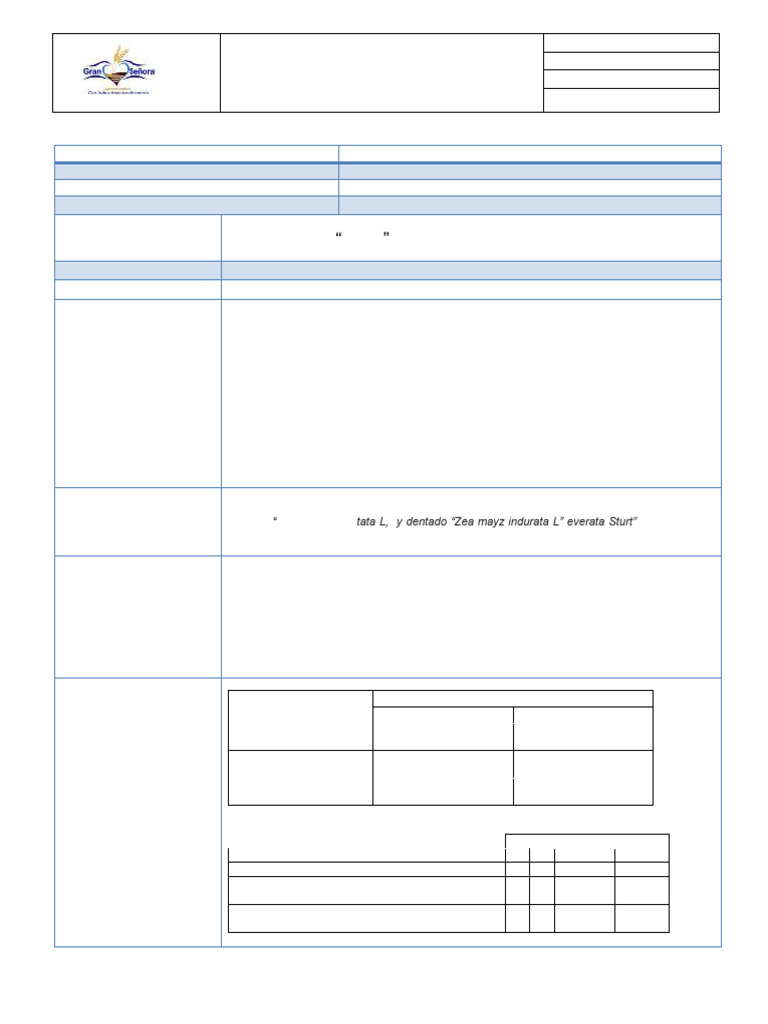 ficha tecnica MAIZ SECO AMARILLO CRIOLLO | PDF | Maíz | Alimentos
