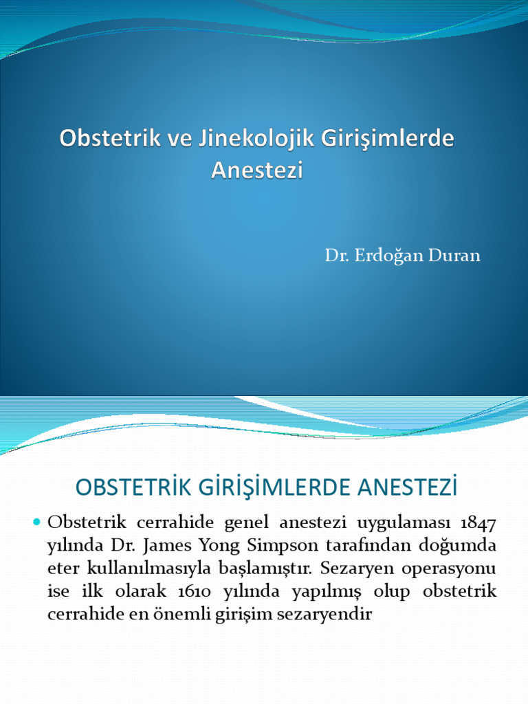 11 Obstetrik Anestezi | PDF