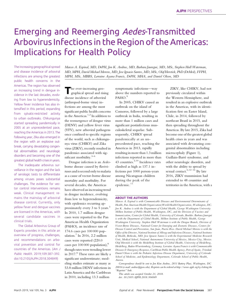 Emerging and Reemerging Aedes Transmitted Arbovirus Infections in The ...