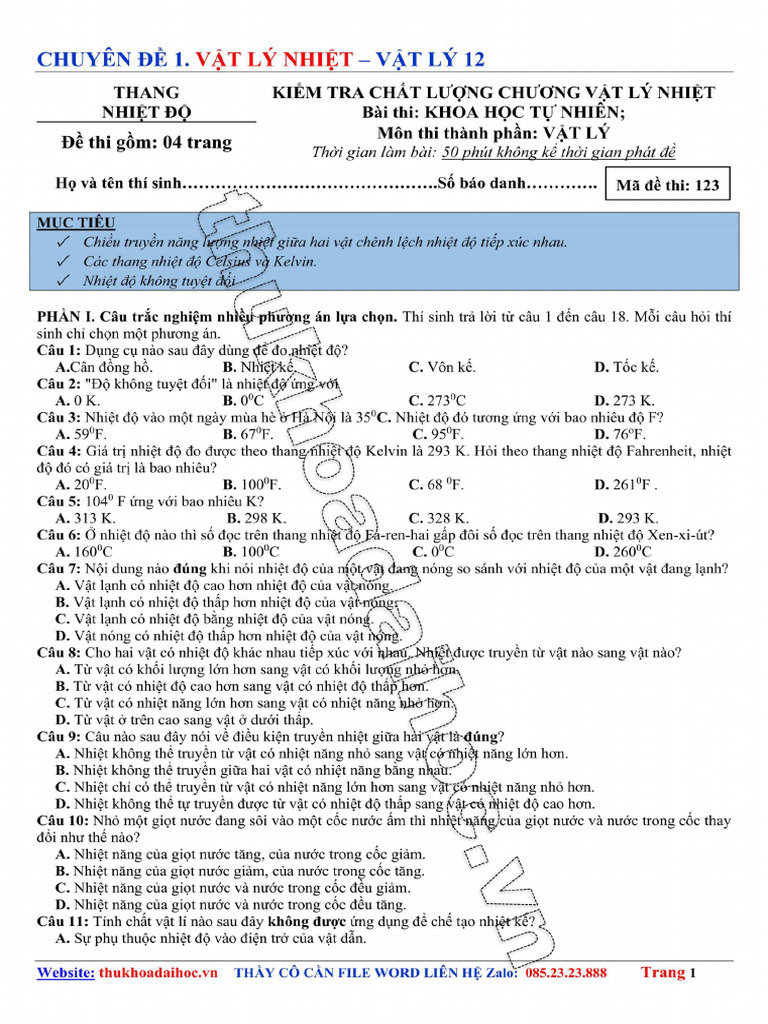 On Tap Thang Nhiet Do | PDF