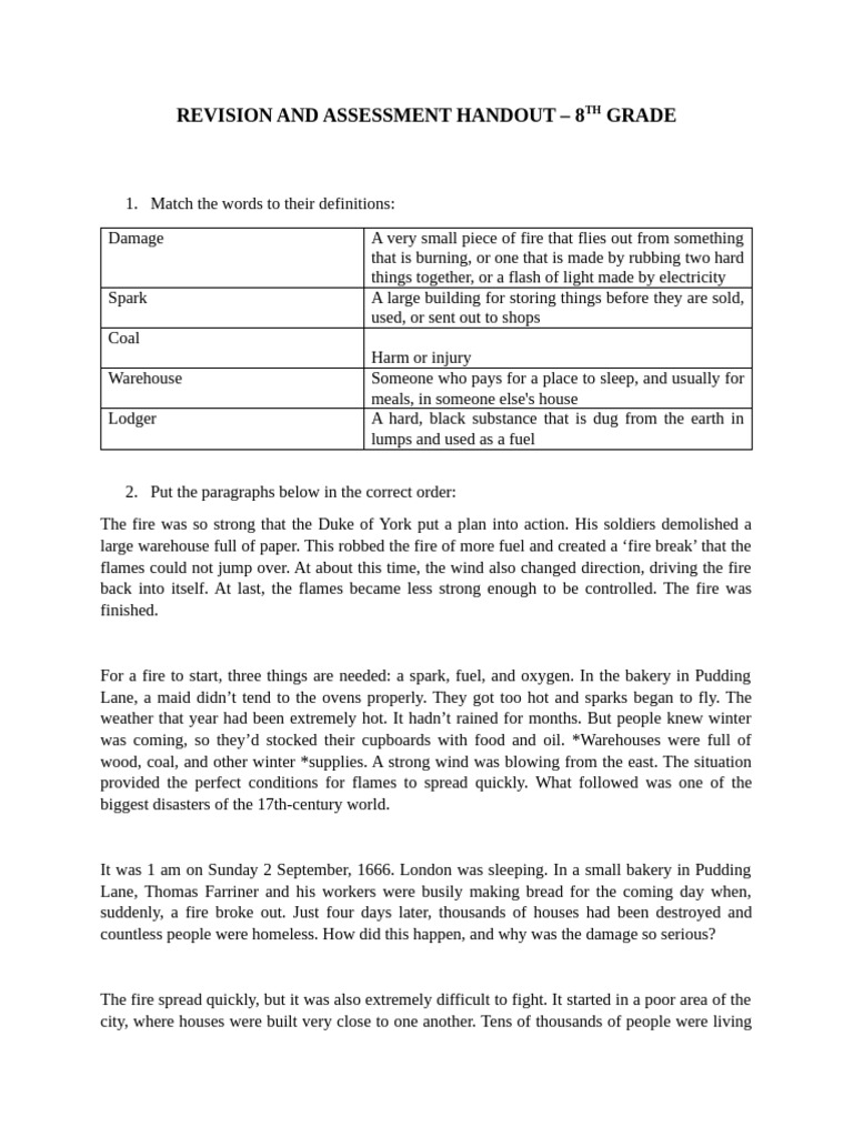 Revision handout 8E_October 2024 | PDF | Fires
