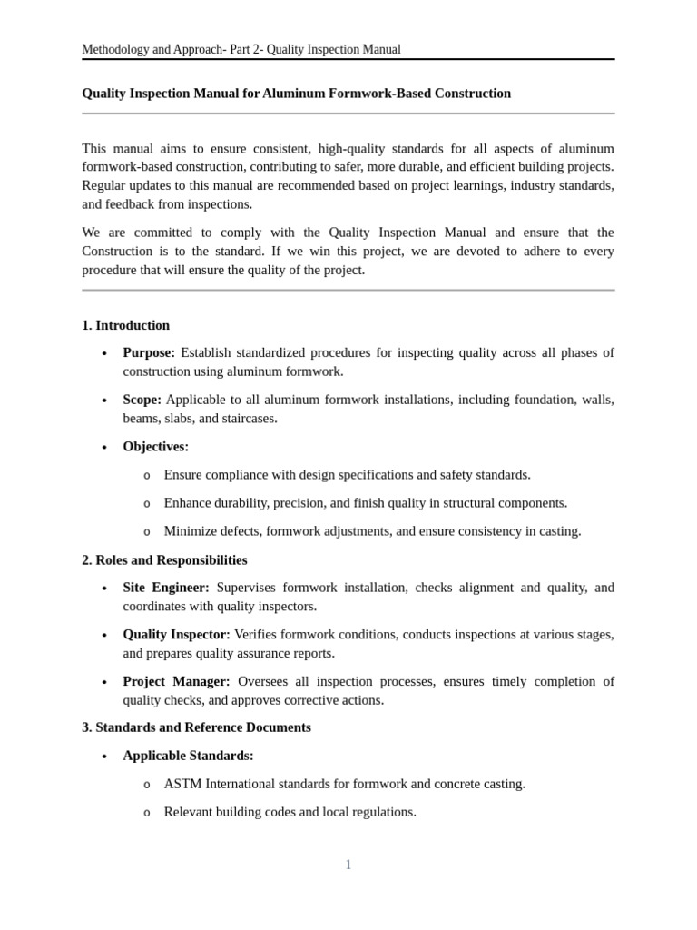 Quality Inspection Manual For Aluminum Formwork (Bidding Stage Method ...