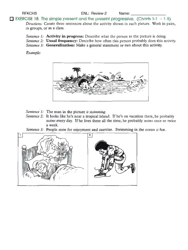 Simple Present vs. Present Progressive Exercise | PDF