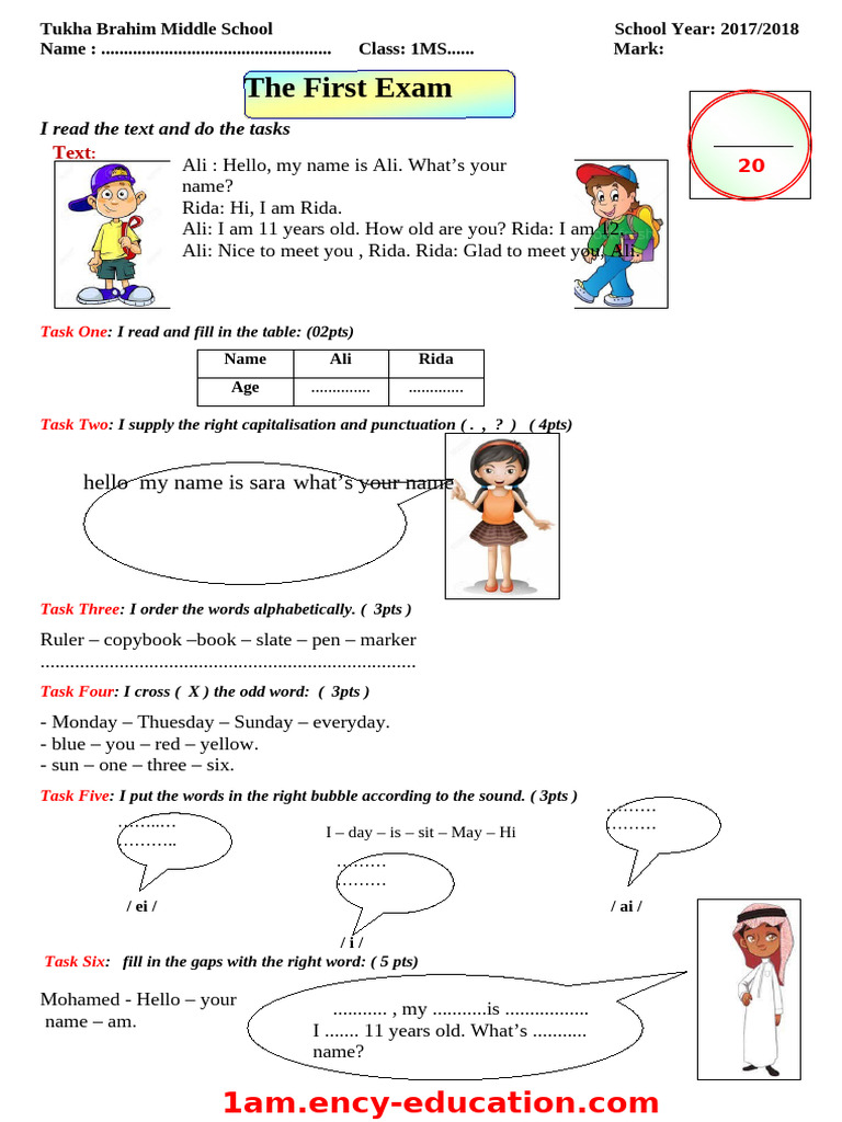 1 Am First Term Exams 1 | PDF | Languages | Foreign Language Studies