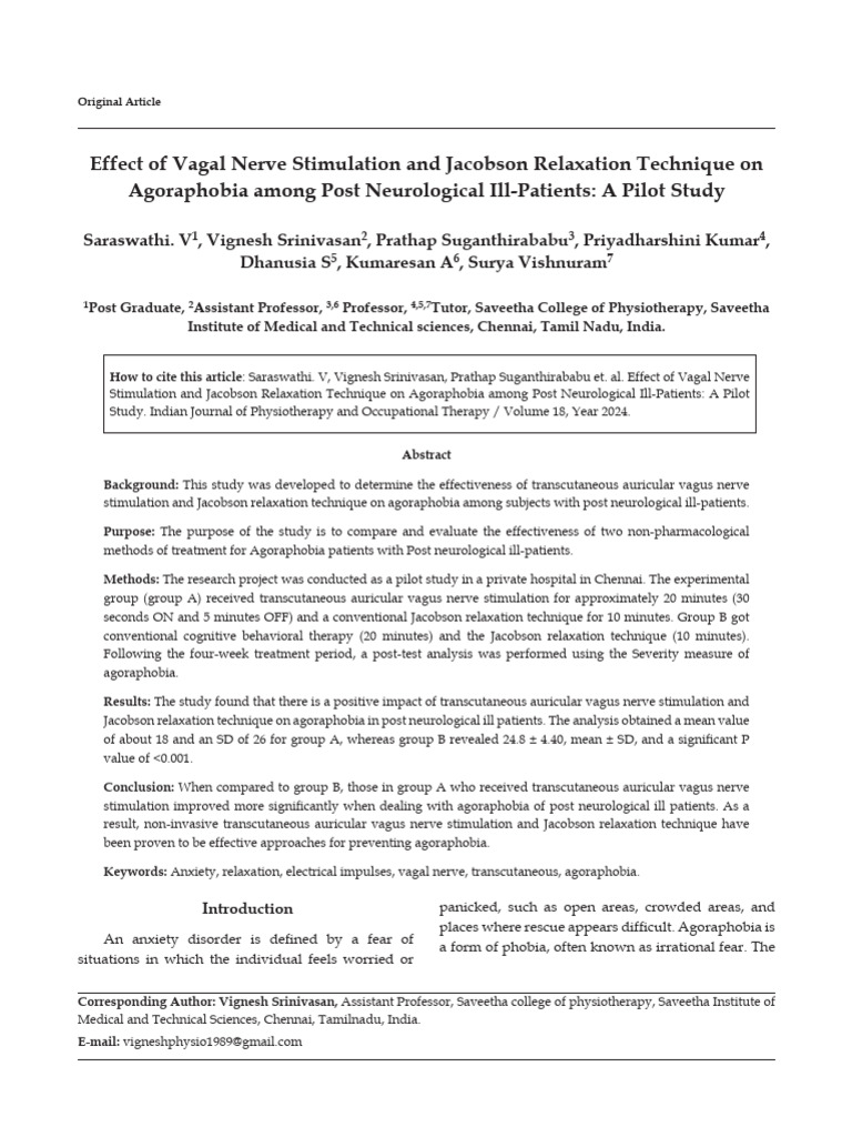 Effect of Vagal Nerve Stimulation and Jacobson Rel | PDF | Vagus Nerve ...