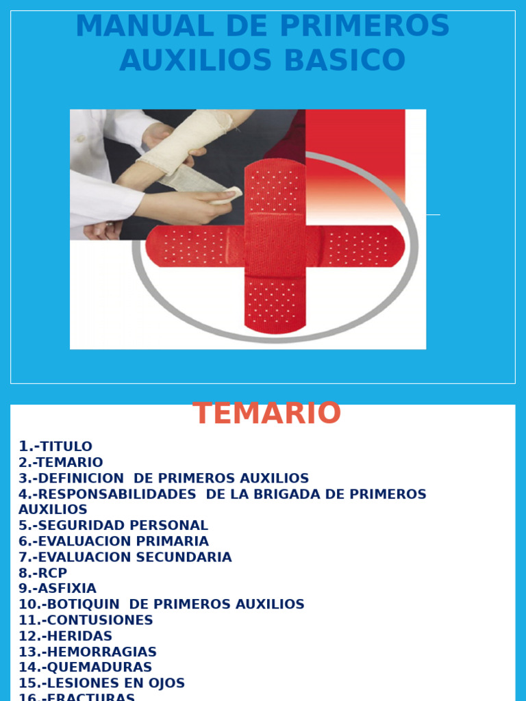 Manual de Primeros Auxilios | PDF | Reanimación cardiopulmonar | Quemar