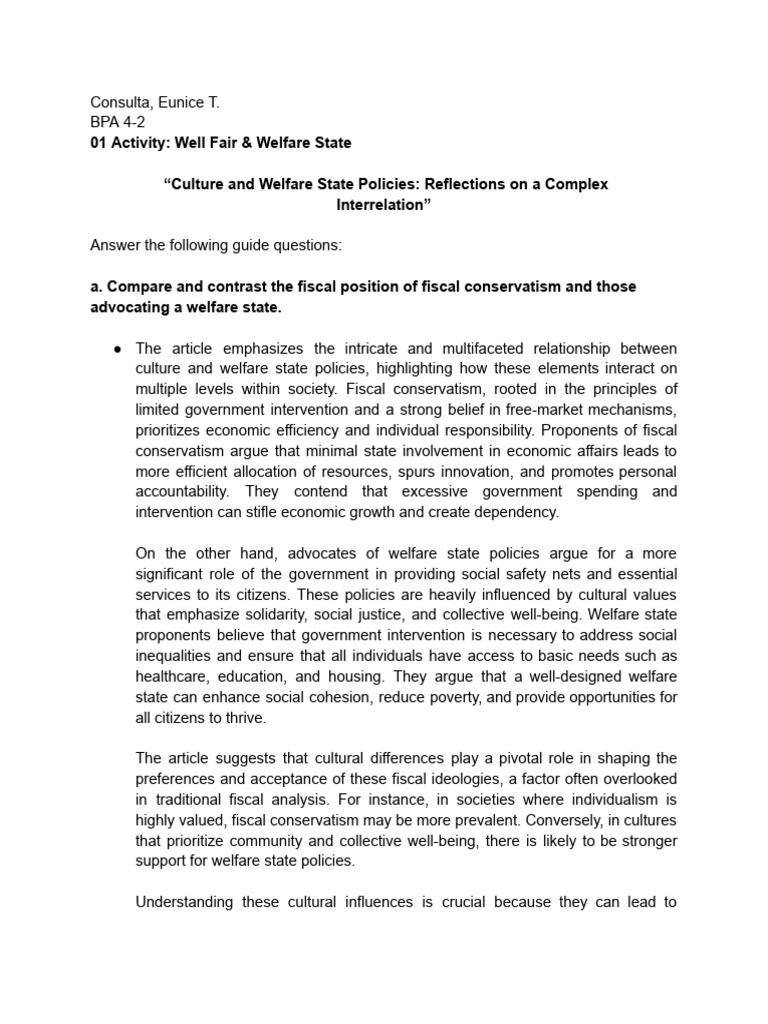 Consulta, Eunice T (01 Activity - Well Fair & Welfare State) | PDF ...