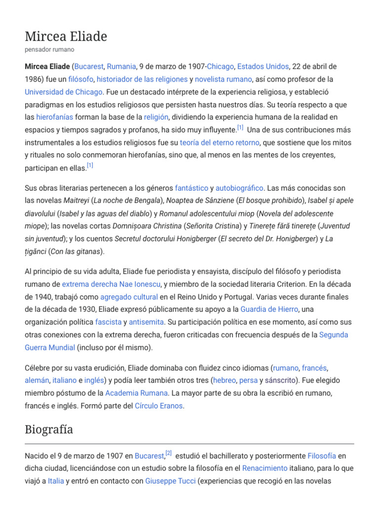 Mircea Eliade: Filosofía y Religión | PDF