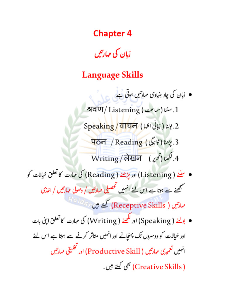Chapter 4 Language Skills by M M Ali | PDF