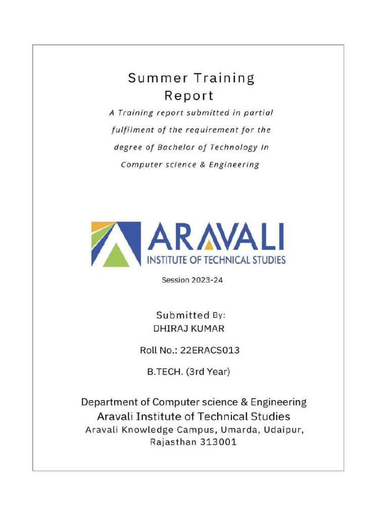 Summer Traning Report | PDF