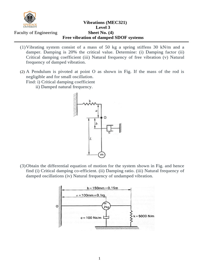 Sheet (4) - Vibrations | PDF