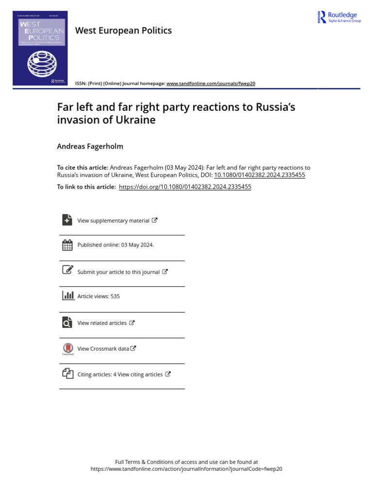 Far Left and Far Right Party Reactions To Russia S Invasion of Ukraine ...