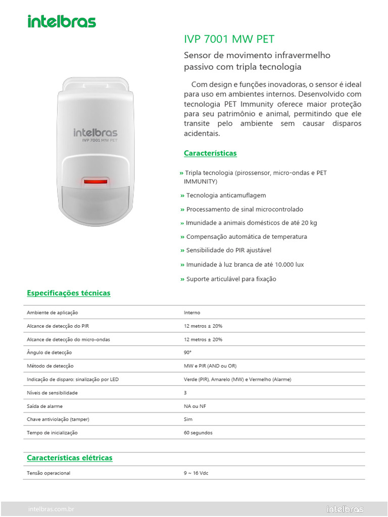 Datasheet-IVP-7001-MW-PET-01.20 | PDF | Micro-ondas | Engenharia Elétrica
