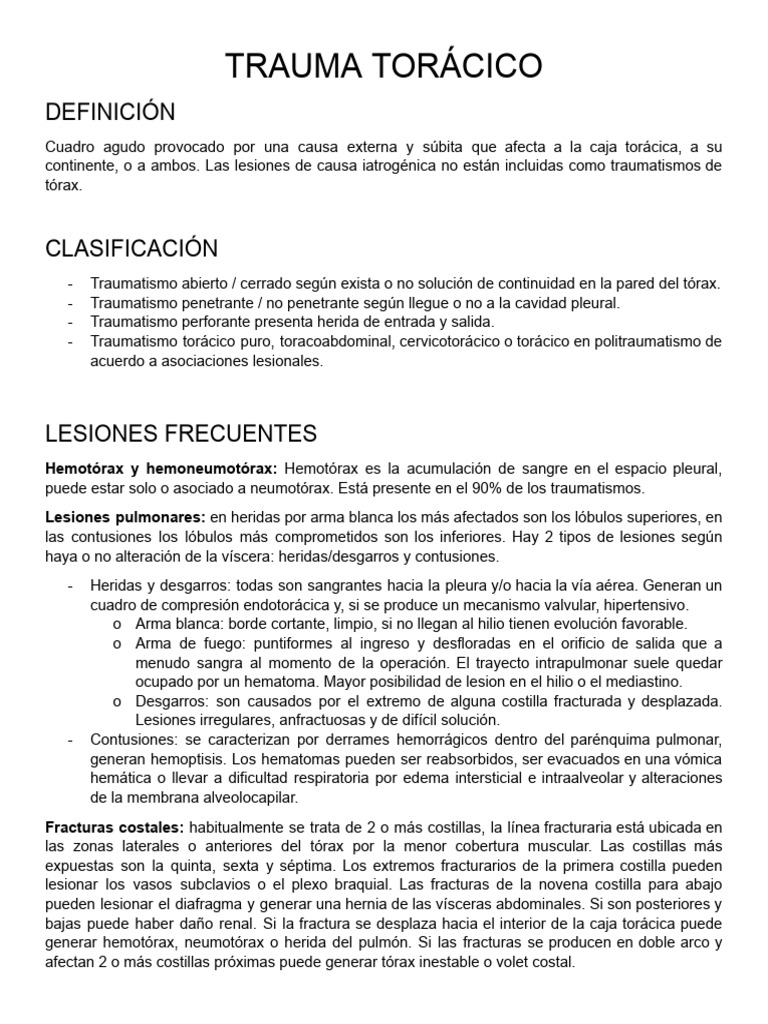 Trauma Torácico | PDF | Pulmón | Corazón