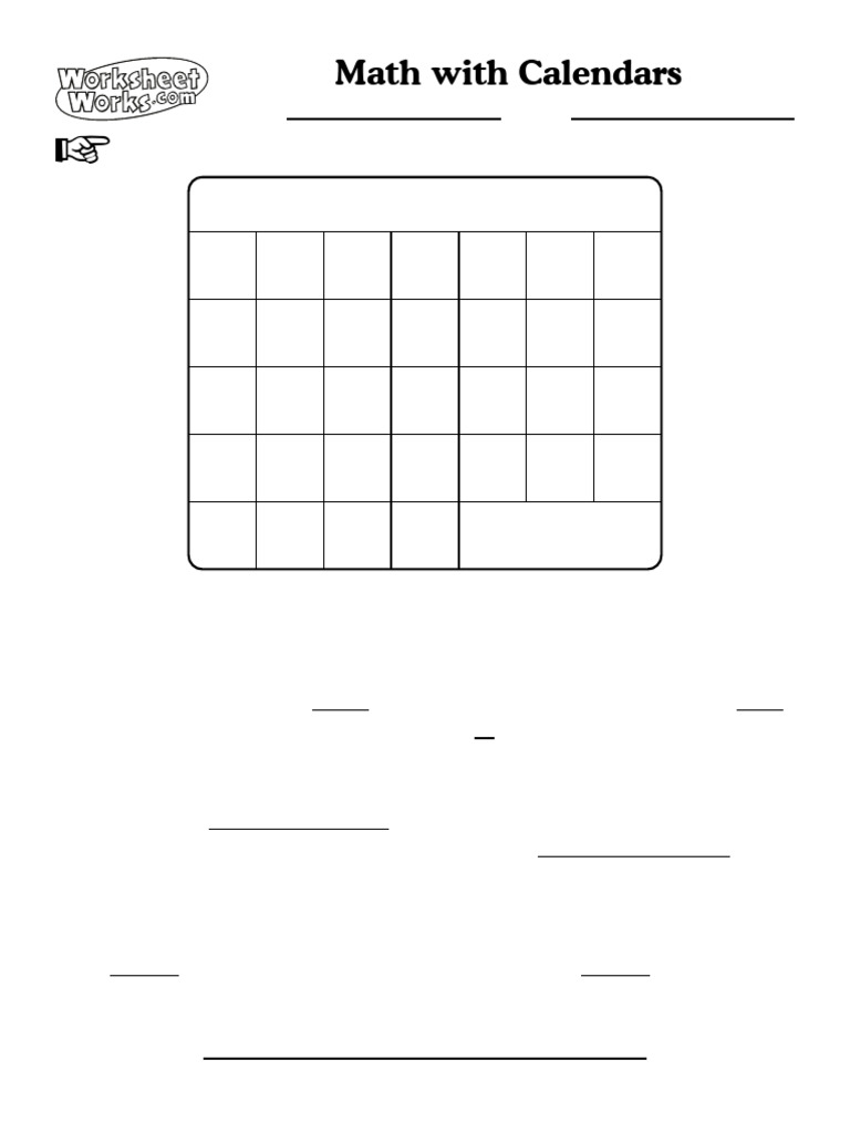 WorksheetWorks Math With Calendars 1 | PDF