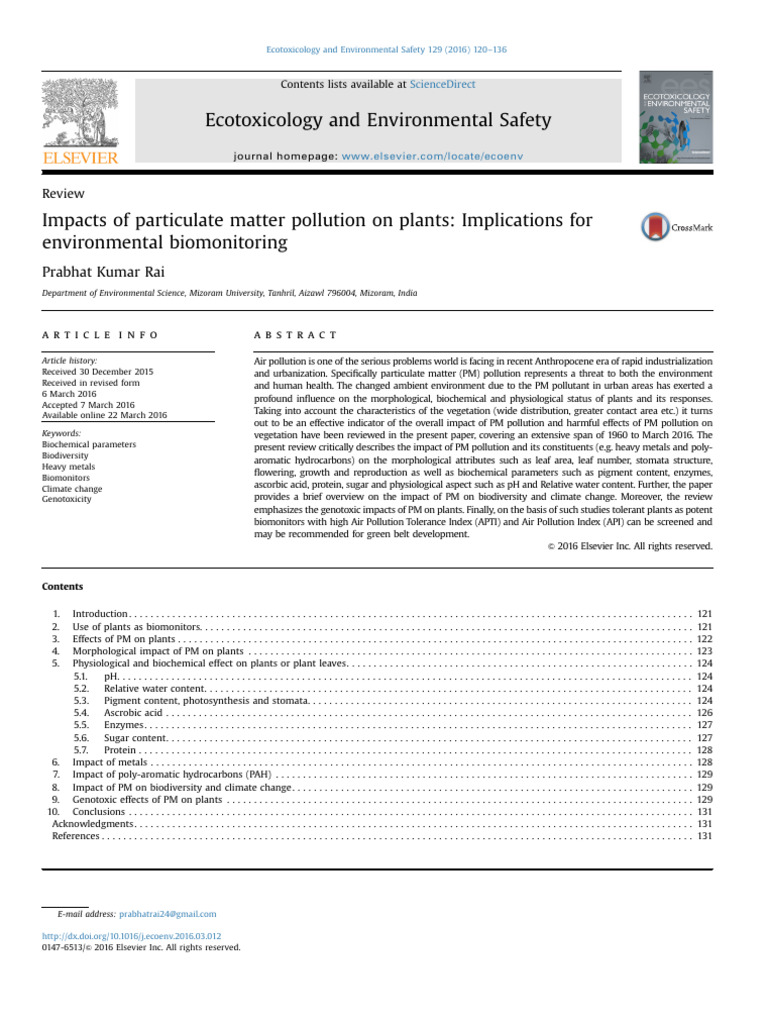 Ecotoxicology & Environmental Safety, Review | PDF | Leaf | Stoma
