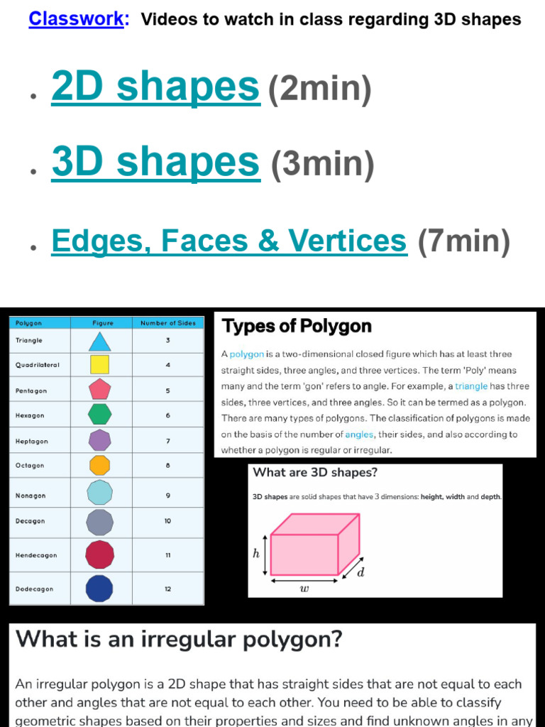2.3 - 3D shapes (W6) | PDF | Shape | Tetrahedron